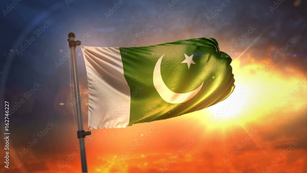 Pakistan Flag Backlit At Beautiful Sunrise Loop Slow Motion 4K Stock ...