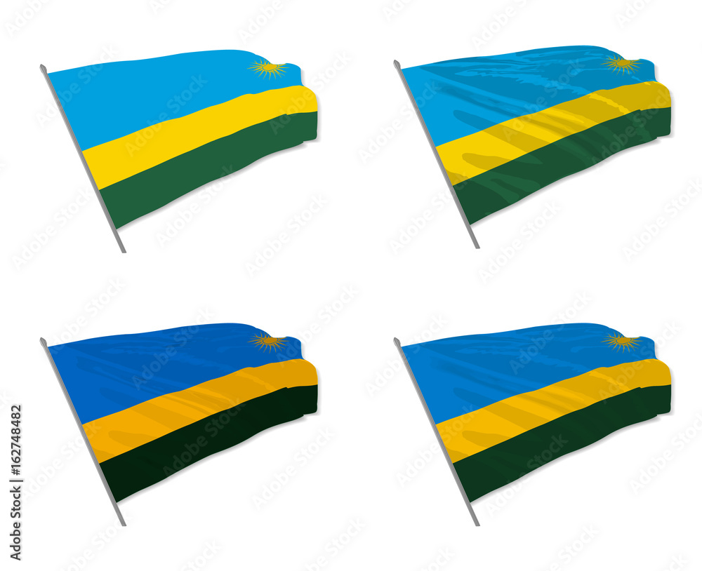 Vector illustration of waving Rwanda flag with different 3d effects ...