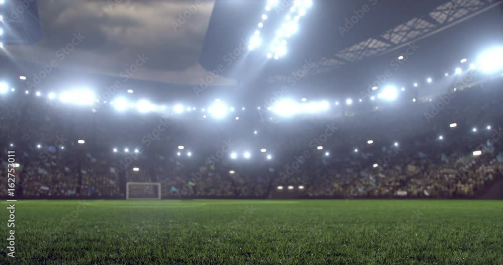 4k resolution footage of a dramatic soccer stadium. The stadium was ...