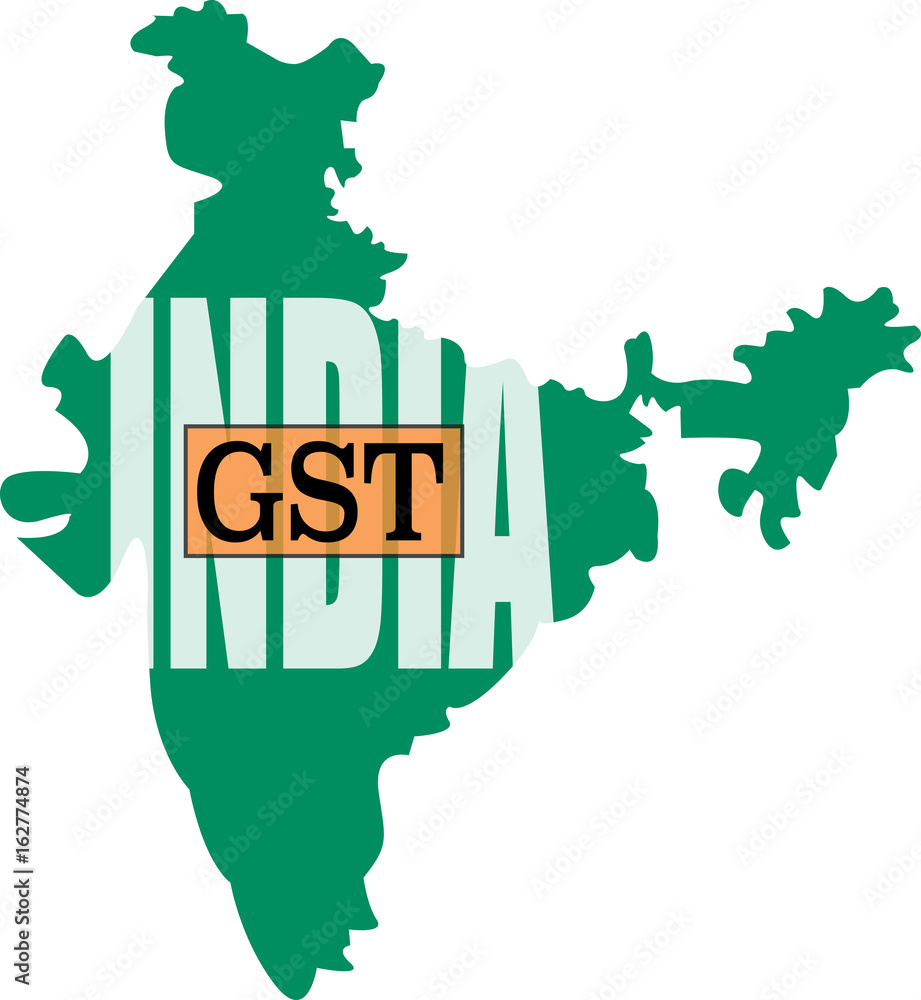 GST word in India graphic map. Goods and services tax in India ...