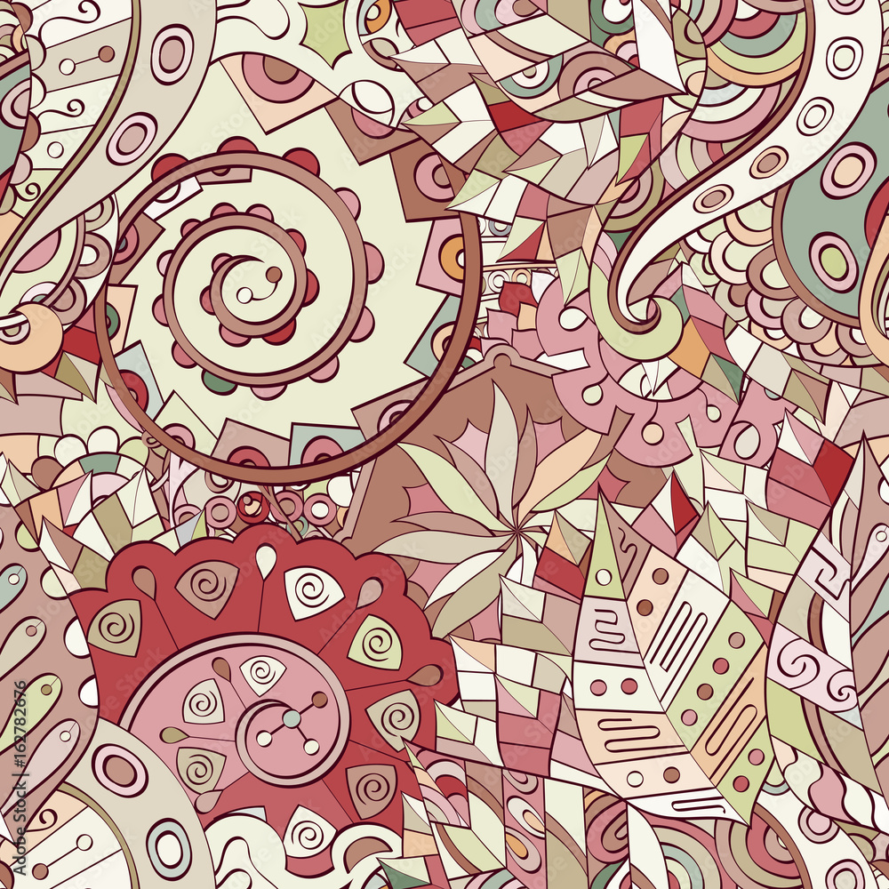 Tracery seamless pattern. Mehndi design. Ethnic colorful doodle texture ...