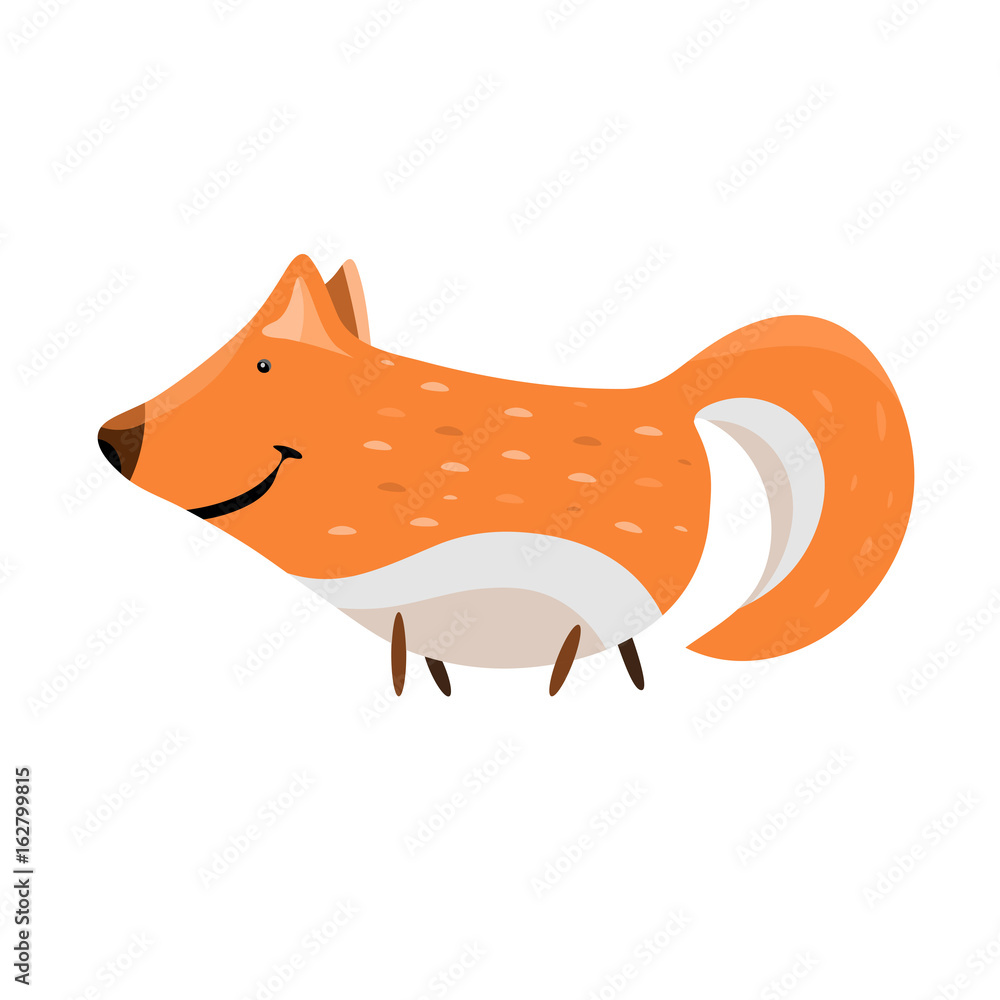 Cartoon red fox character, vector illustration, isolated on white ...