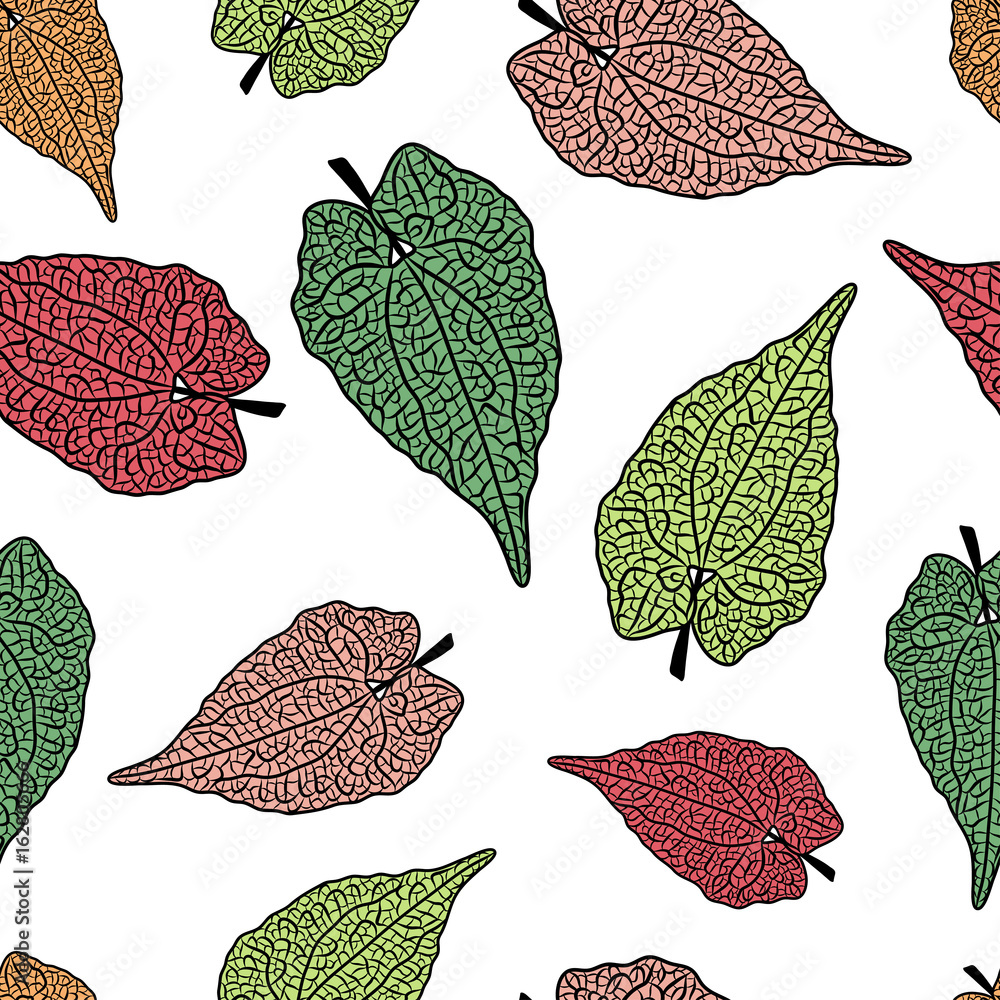 vector seamless background with colorful tree leaves Stock Illustration ...