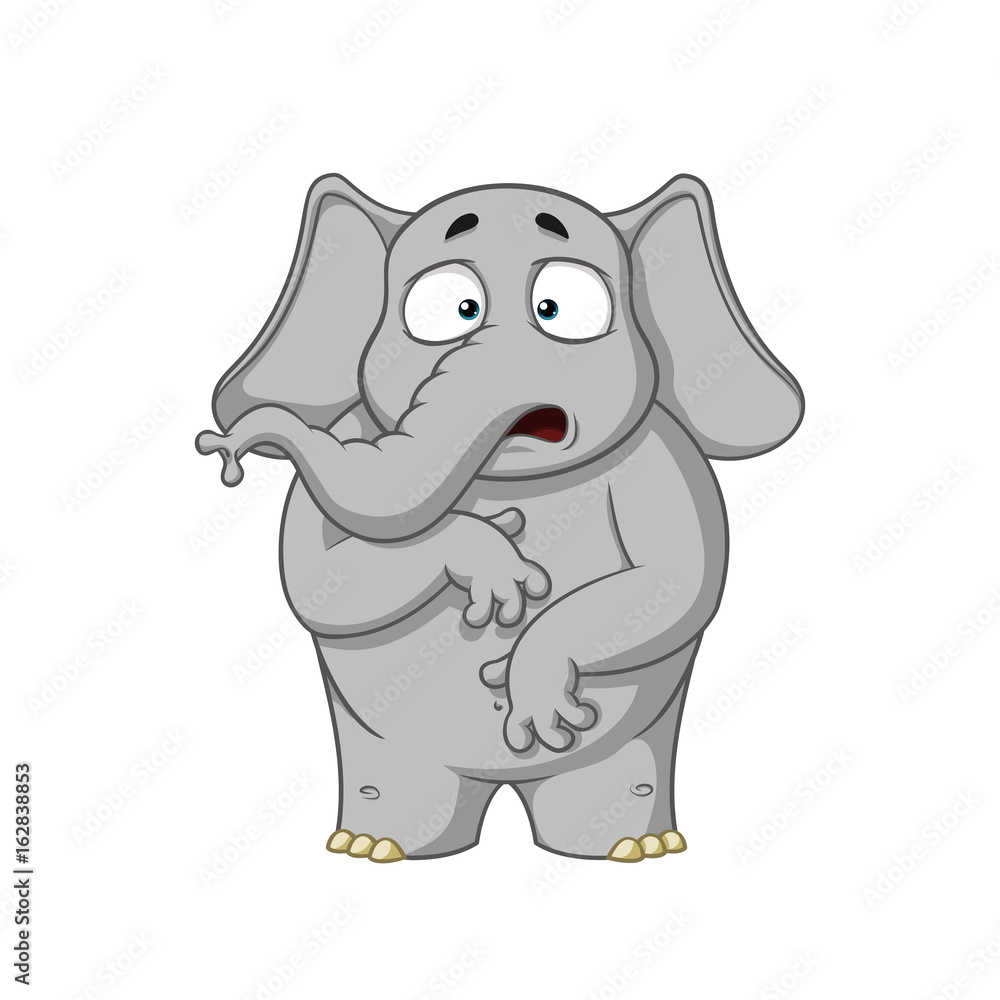 Elephant. Character. Surprised. He is surprised. Wow. Big collection of isolated elephants ...