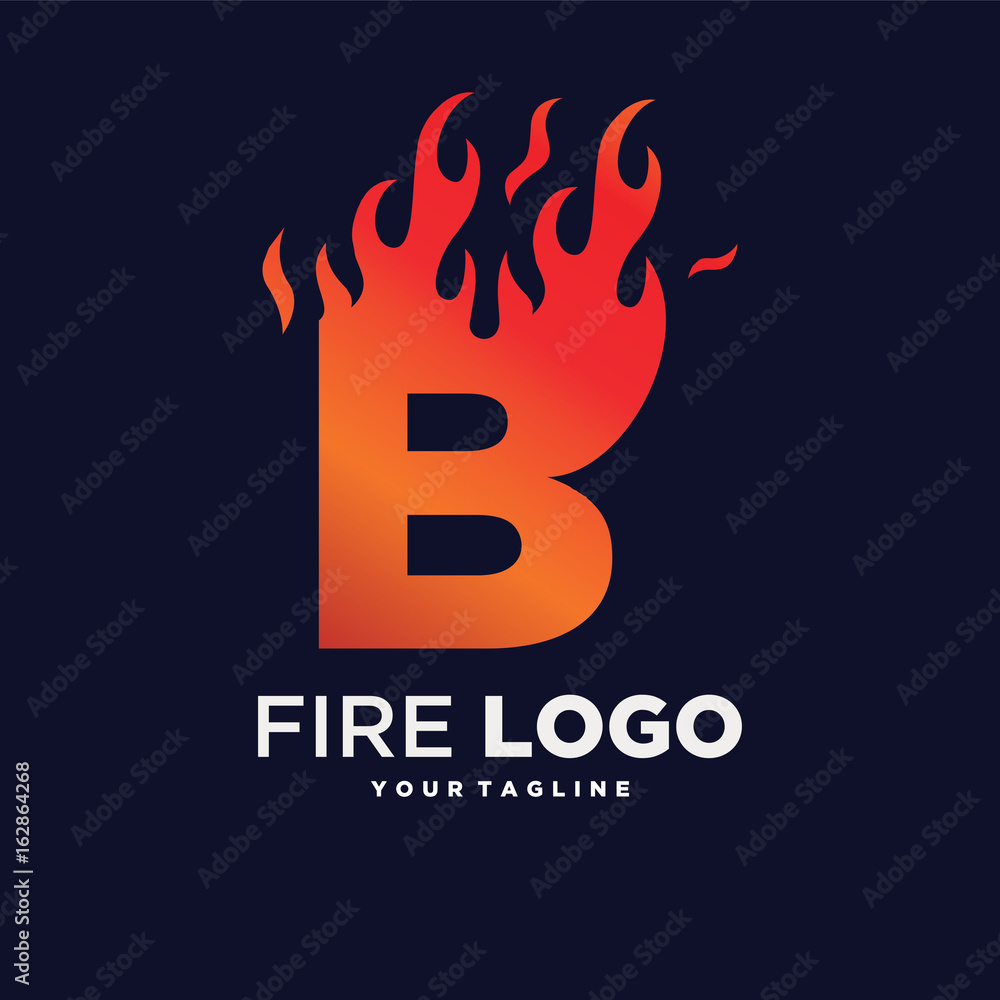 Letter B Fire Logo Design Template Stock Vector | Adobe Stock