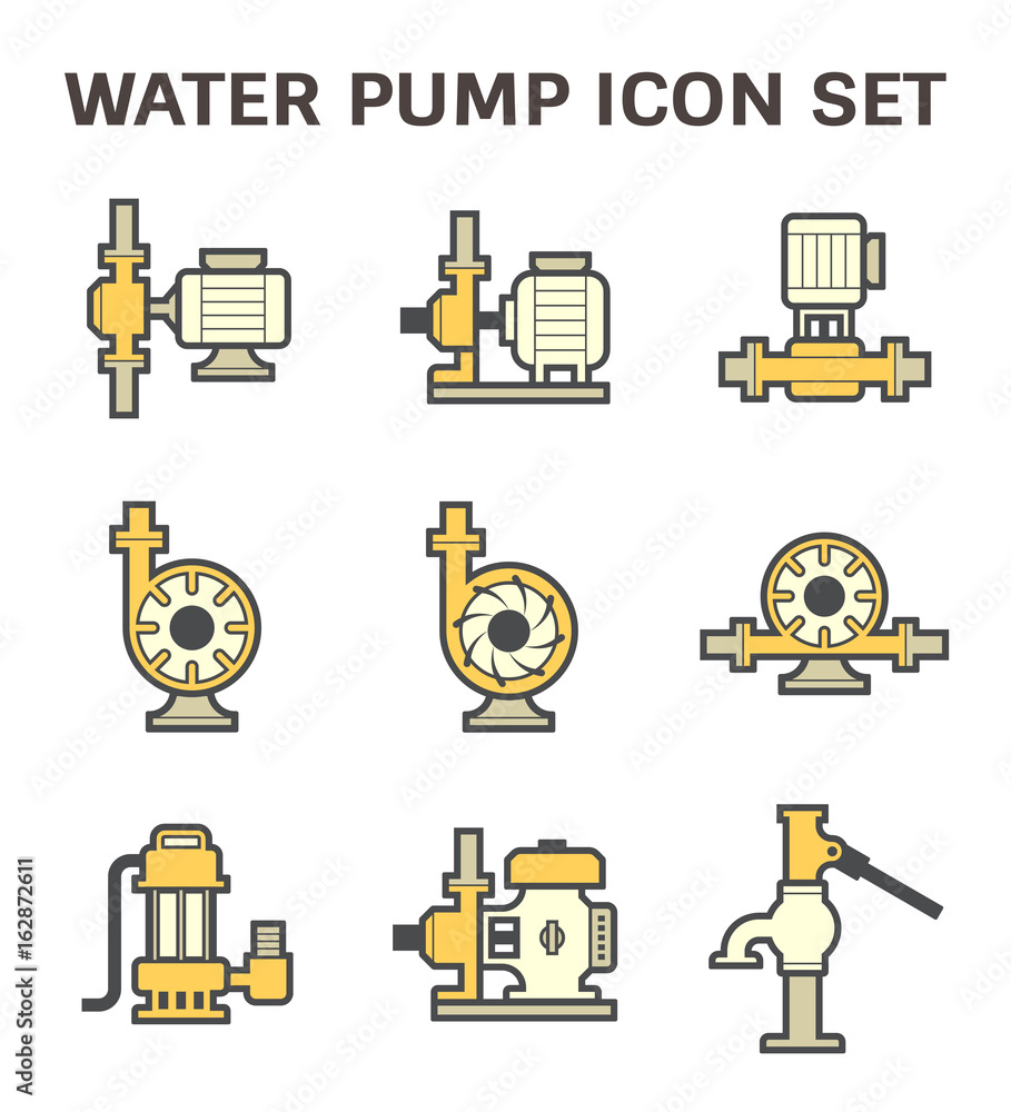 Water pump icon i.e. centrifugal, rotary, slurry and well. Powered by ...
