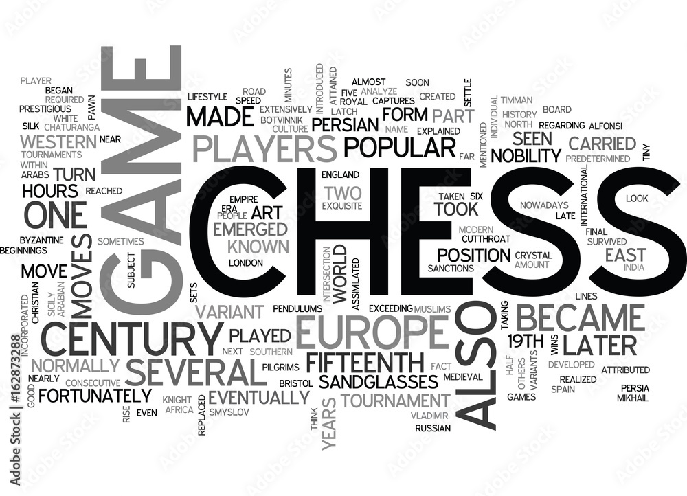 A BRIEF LOOK ON THE HISTORY OF CHESS TEXT WORD CLOUD CONCEPT Stock ...