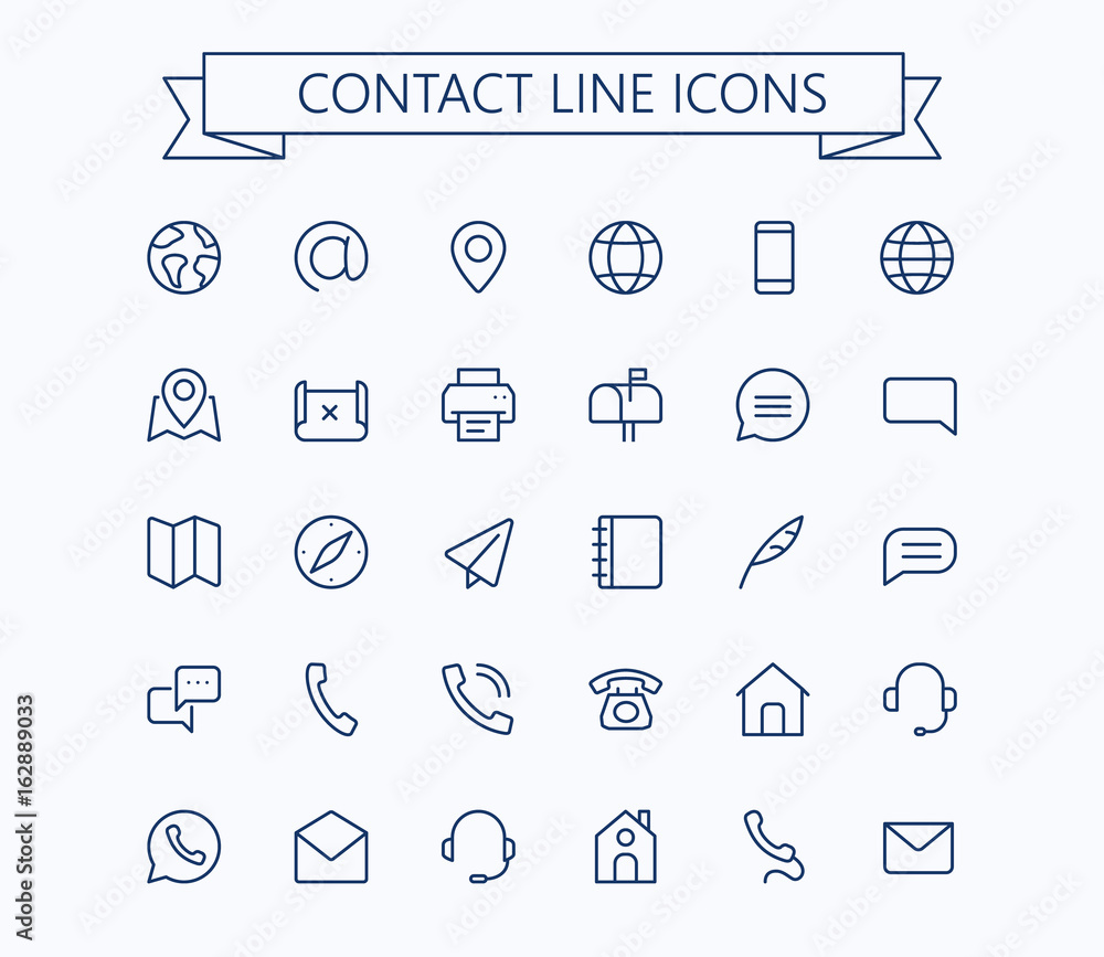 Contact line mini icons. 24x24 grid. Pixel Perfect. Stock Vector ...