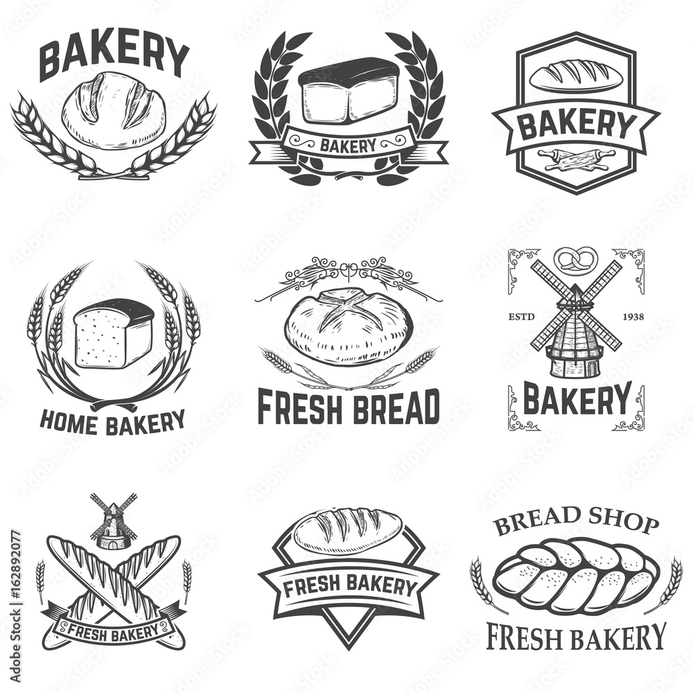 Set Of Bakery Labels Bread Shop Fresh Bread Design Elements For set-of-bakery-labels-bread-shop-fresh-bread-design-elements-for