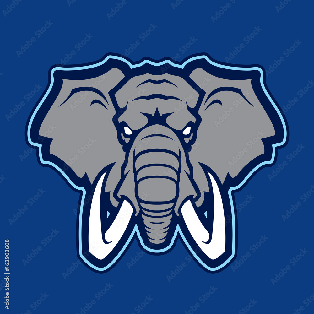 Elephant vector mascot. Head of African elephant. Emblem design for ...