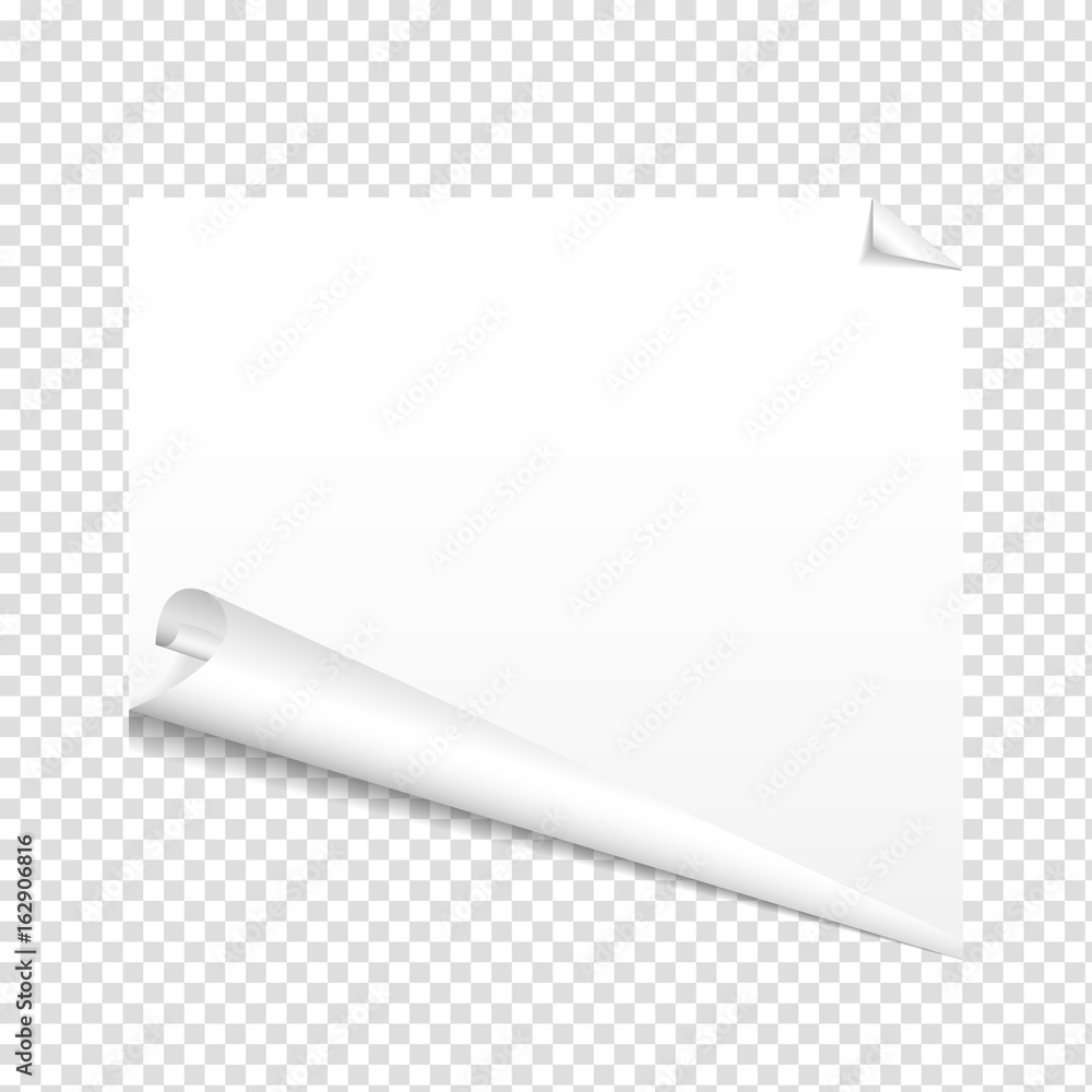 Vector white paper sheet isolated on transparent background. Vector ...