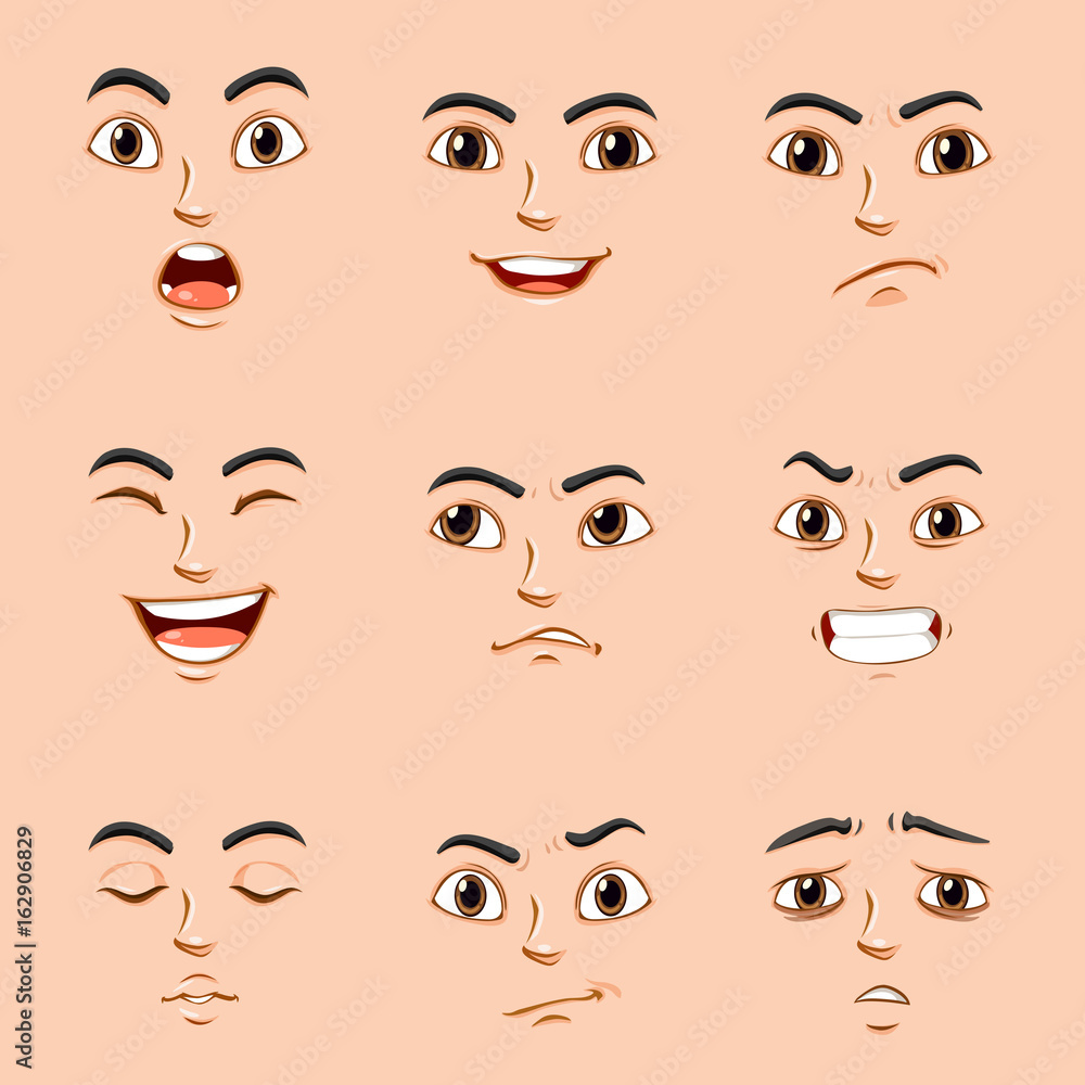 Different facial expressions of human Stock Vector | Adobe Stock