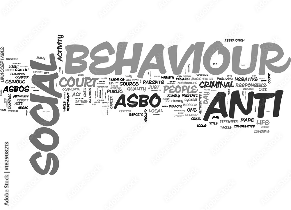WHAT IS ANTI SOCIAL BEHAVIOUR TEXT WORD CLOUD CONCEPT Stock Vector ...