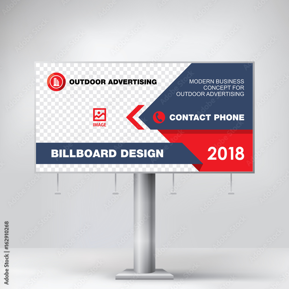 Billboard, modern graphic design, red template banner for outdoor ...