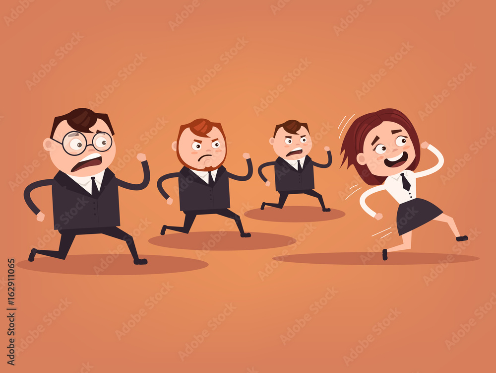 Businessmen office workers characters running. Competition concept ...