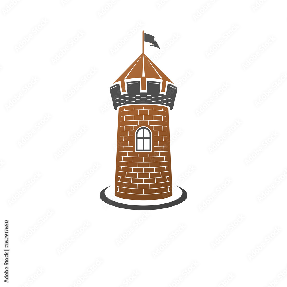 Medieval tower decorative isolated vector illustration. Ancient Fort ...