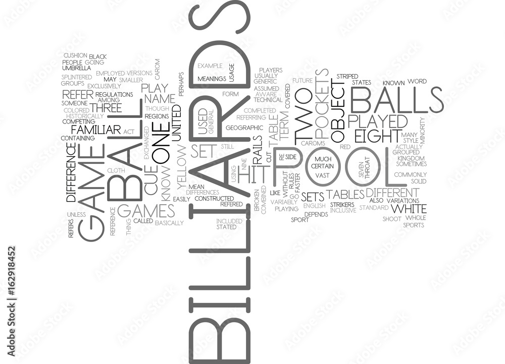 WHATS THE DIFFERENCE BETWEEN POOL AND BILLIARDS TEXT WORD CLOUD CONCEPT ...