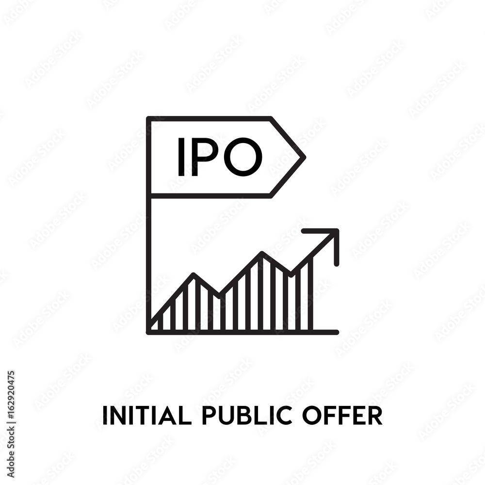 Initial public offer vector icon, ipo symbol. Modern, simple flat ...