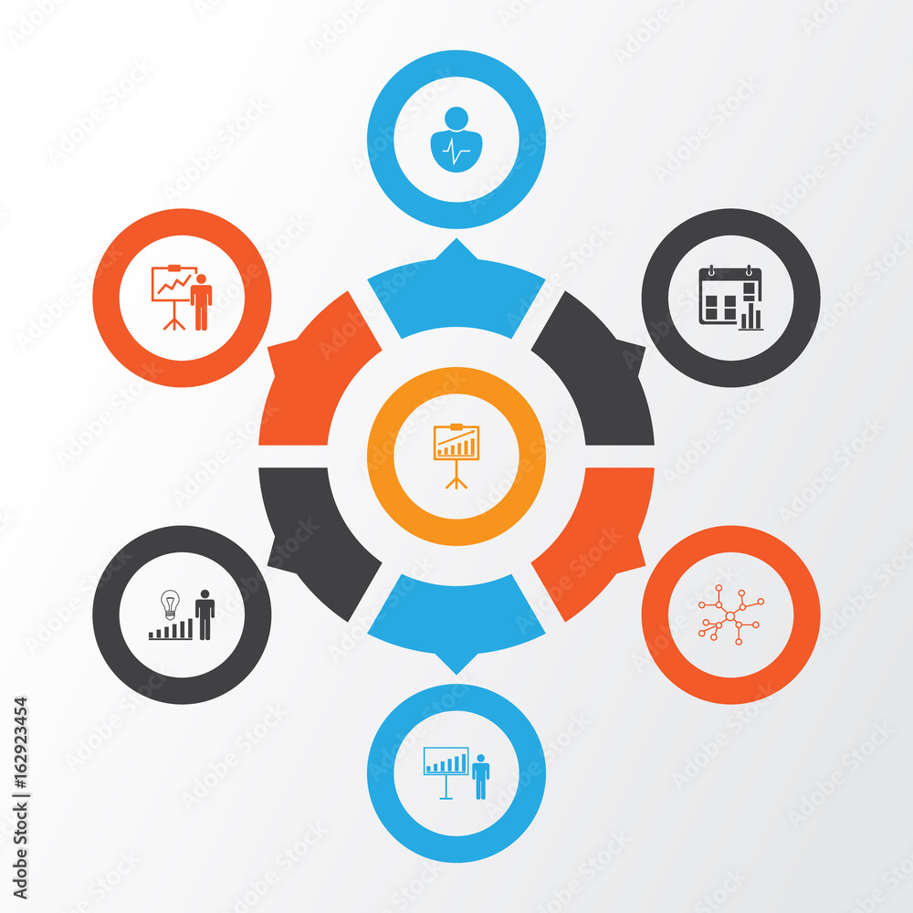 Management Icons Set. Collection Of Project Presentation, Presentation ...