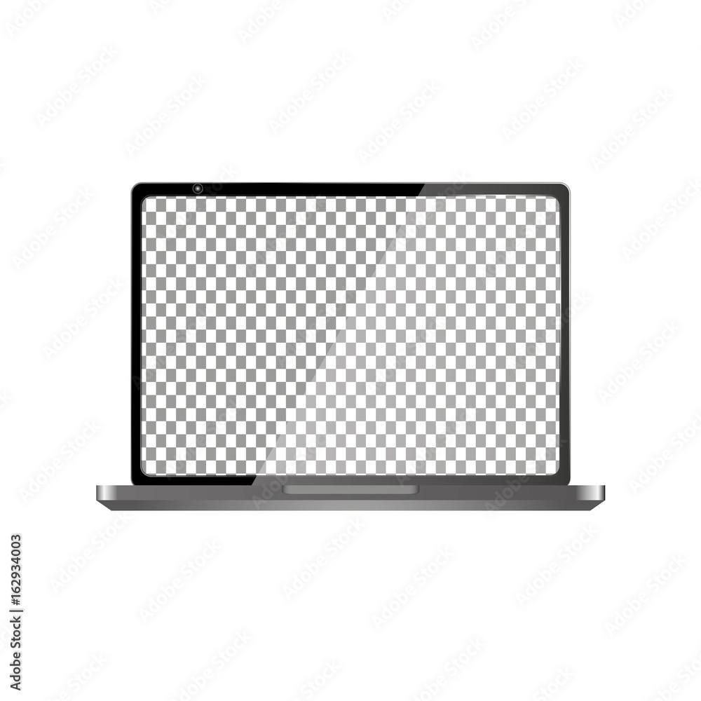 Realistic Computer with Transparent Wallpaper Screen Isolated. Set of ...