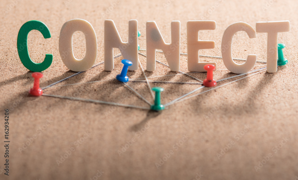 Foto de CONNECT word made from colored wooden letters with Small ...