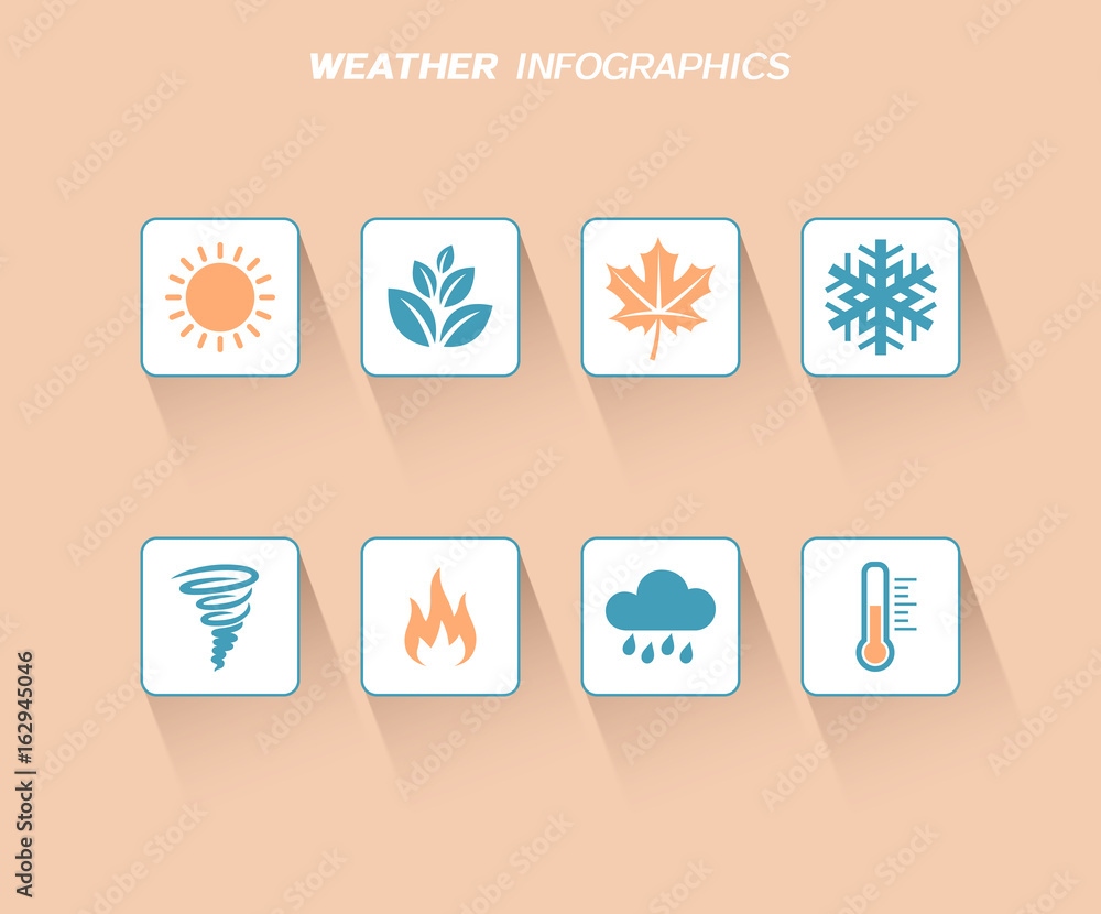 Weather and seasons infographics design with flat icons Stock Vector ...