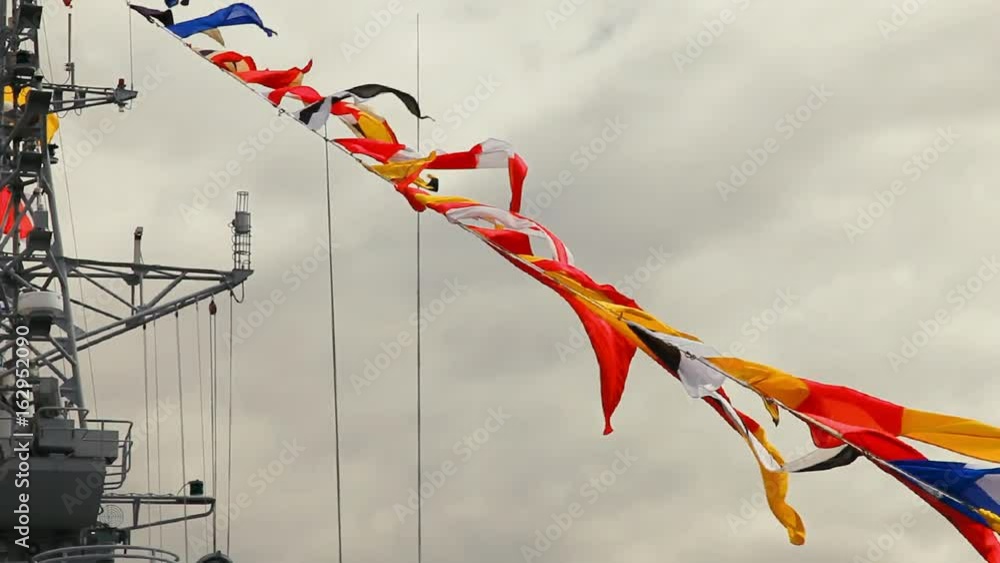Navy ship signal flags. Stock Video | Adobe Stock