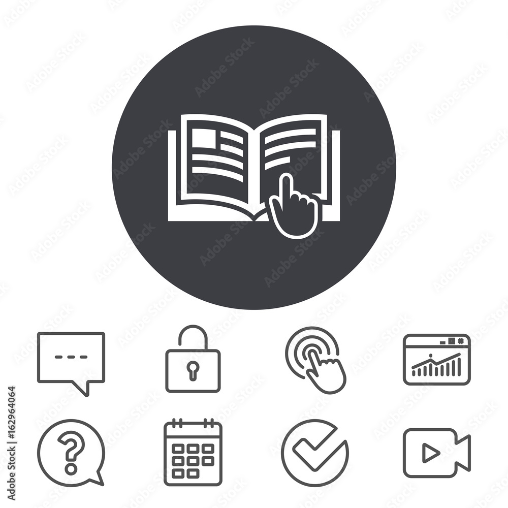 Instruction sign icon. Manual book symbol. Read before use. Calendar ...