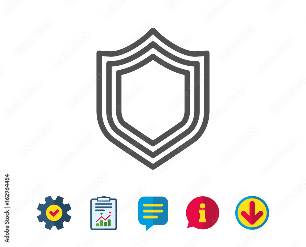 Shield line icon. Protection or Security sign. Defence or Guard symbol ...