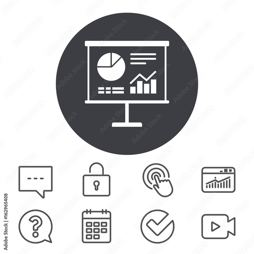 Presentation billboard sign icon. Scheme and Diagram symbol. Calendar ...