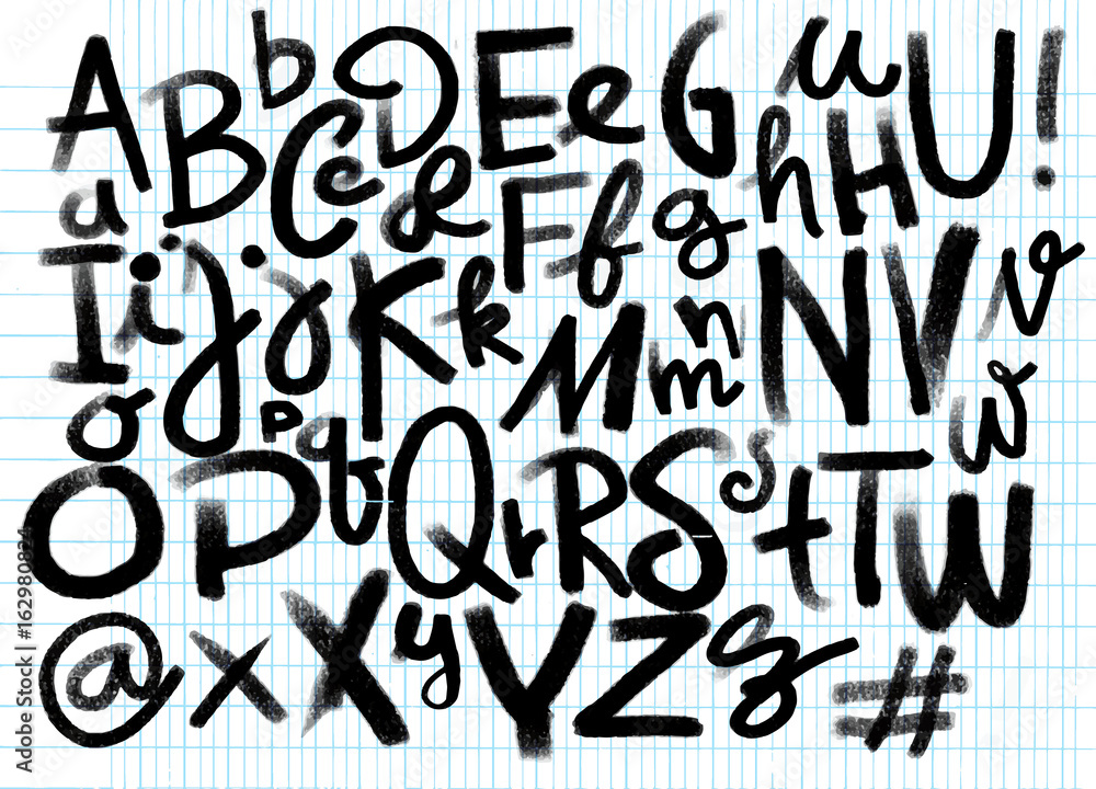 Font pencil vintage hand drawn alphabet drawing with chalk on ...