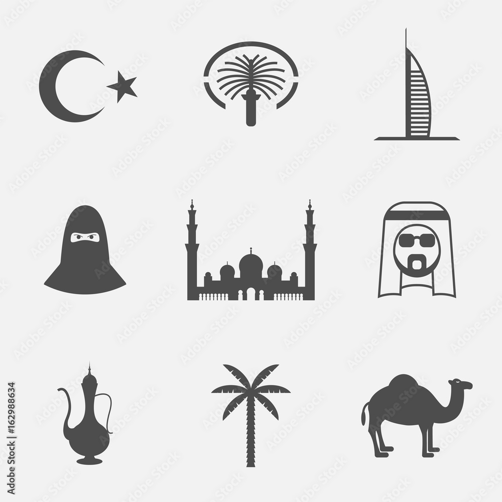 Islamic Icon. Arabic icons Stock Vector | Adobe Stock