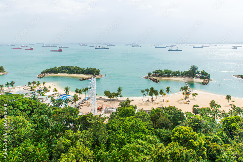 Poster Aerial view of tropical beach in Sentosa island – Wall Art ...