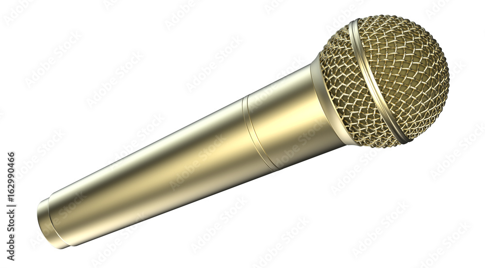 Microphone with blank space box isolated on white background with ...