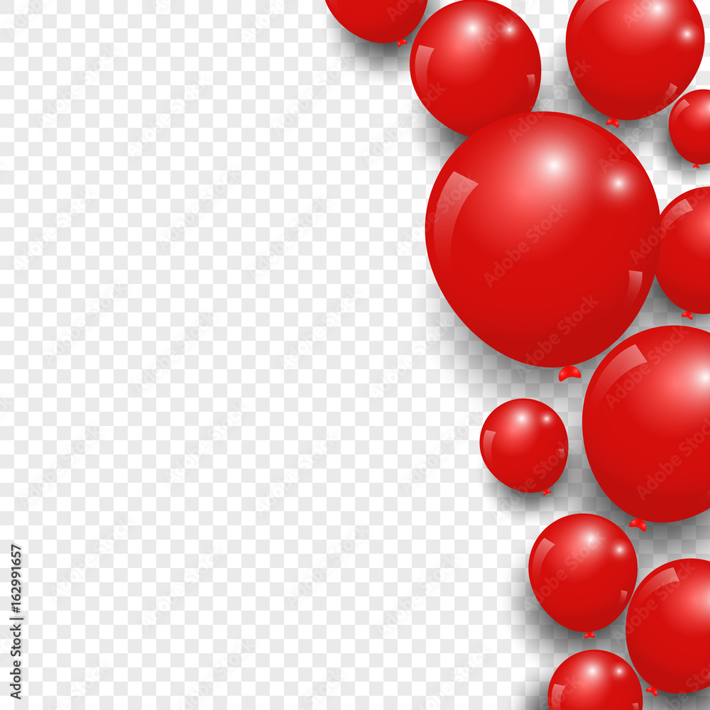 Celebration festive red balloons on transparent background. Stock ...
