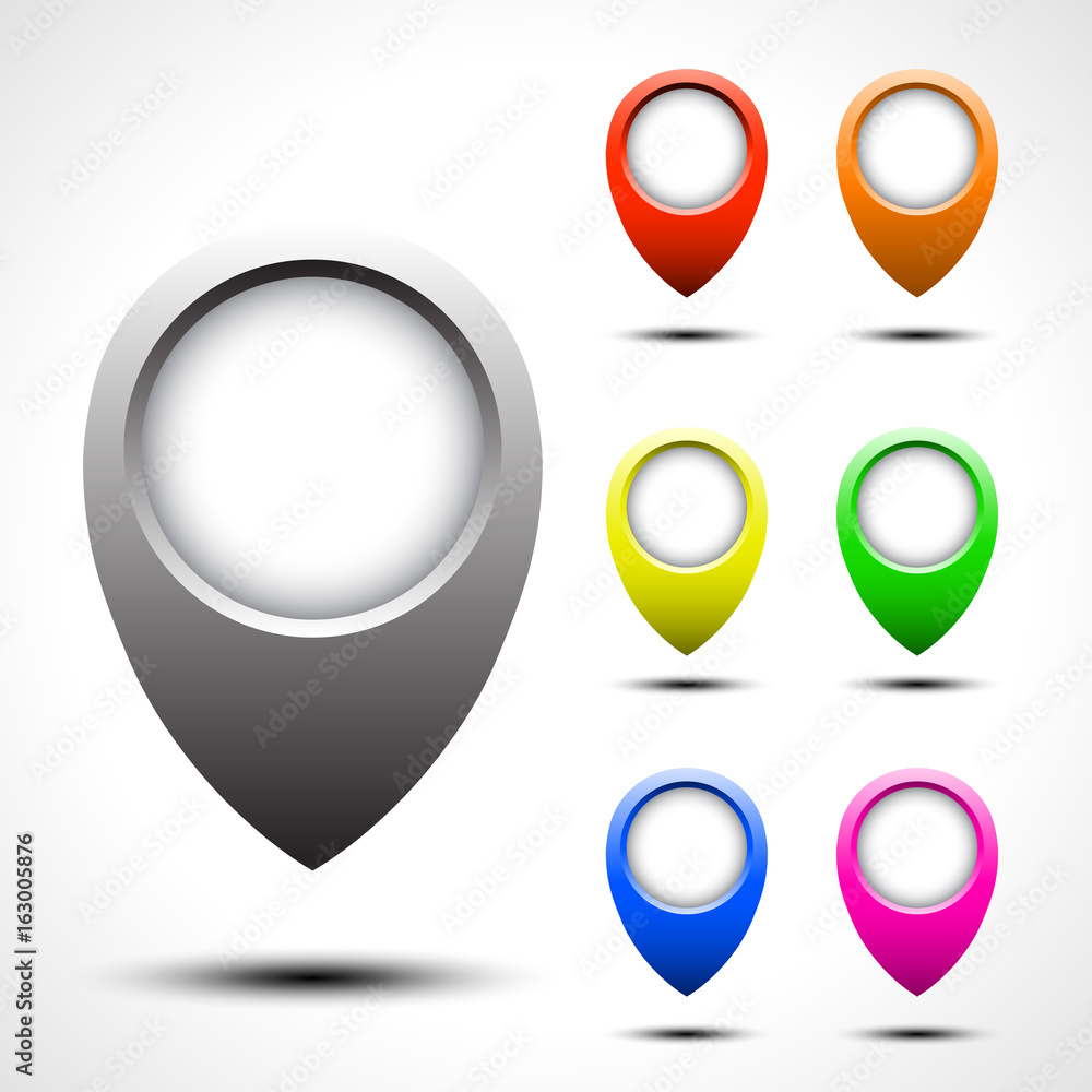 Color map pointer vector set isolated on white background Stock Vector | Adobe Stock