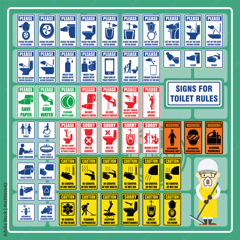 Set Of Signs And Symbols Of Toilet Rules And Toilet Safety Regulations set-of-signs-and-symbols-of-toilet-rules-and-toilet-safety-regulations