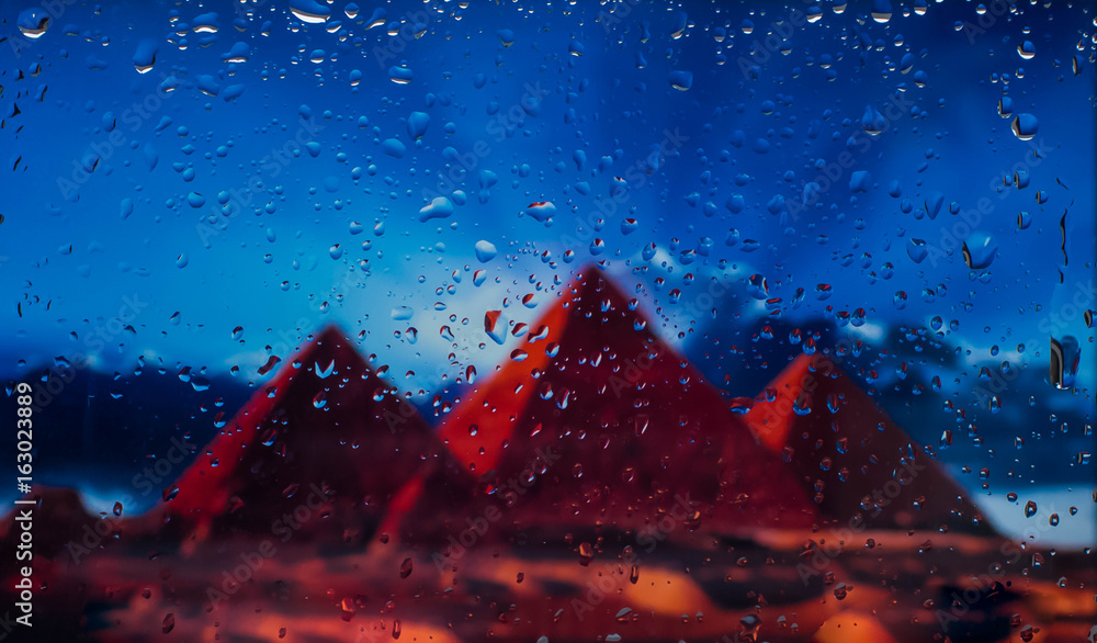 The Egyptian pyramids A view of the city from a window from a high ...