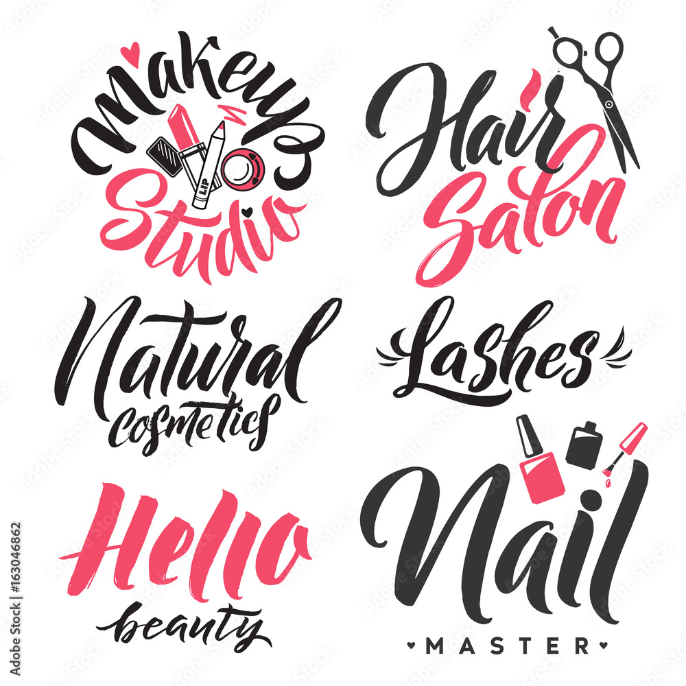 Logo Beauty Lettering. Custom handmade calligraphy vector Stock Vector ...