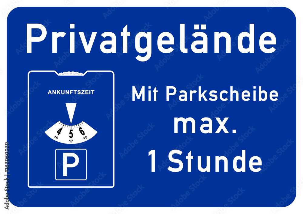 spr55 SignParkRaum - Privatgelände - Parken mit Parkscheibe maximal 60 ...