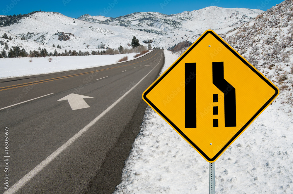 Right Lane Ends Sign