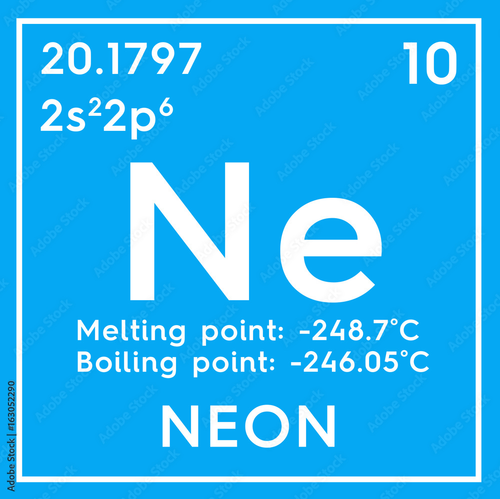 Neon. Noble gases. Chemical Element of Mendeleev's Periodic Table. Neon ...