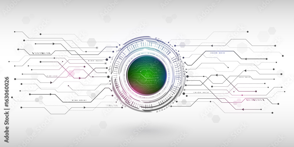 Hi-tech computer technology on the grey background. Abstract radial ...