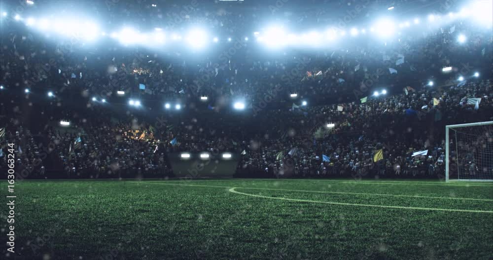 4k resolution footage of a dramatic soccer stadium. The stadium was ...