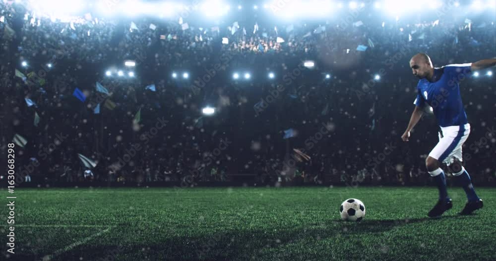 4k footage of a soccer player in dramatic play during a soccer game on ...