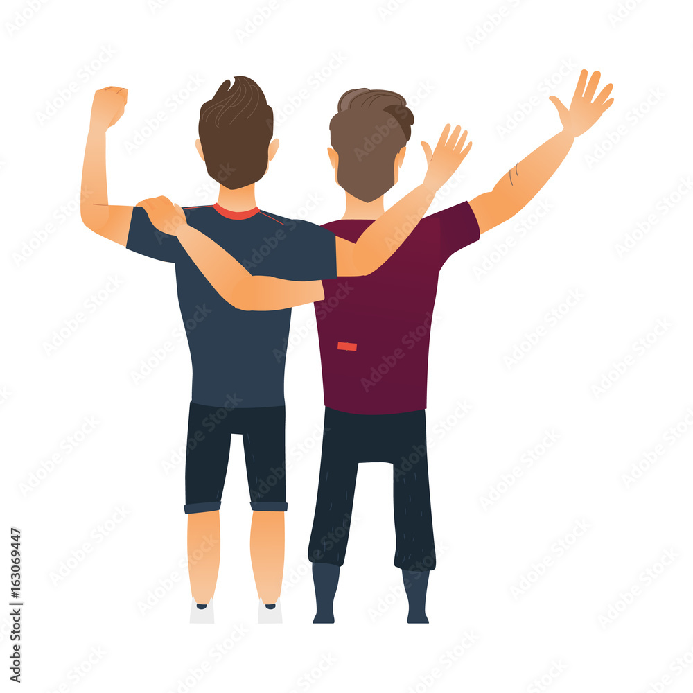 Two Boys Hugging Cartoon