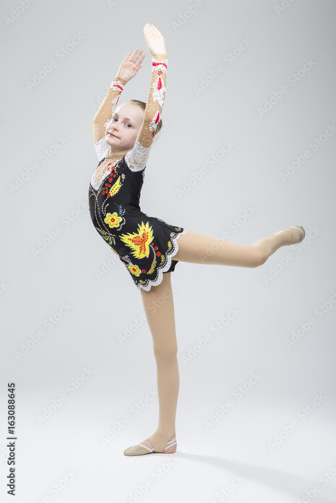 Sport concepts and Ideas. Young Caucasian Female Rhythmic Gymnast ...