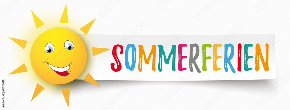 Sonnen Smiley mit dem Wort Sommerferien Stock-Vektorgrafik | Adobe Stock