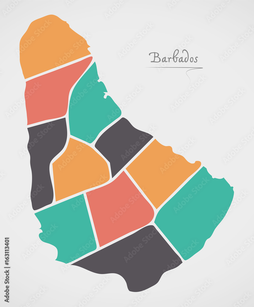 Barbados Map with states and modern round shapes Stock Vector | Adobe Stock