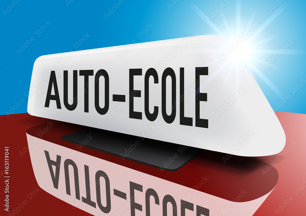 auto-école - enseigne - voiture - permis de conduire - symbole ...
